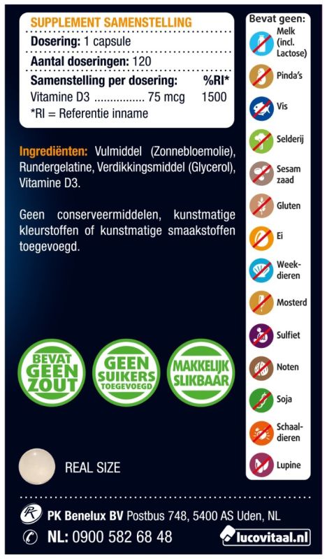 Lucovitaal Vitamine D3 75mcg 120 capsules kopen? | Drogist